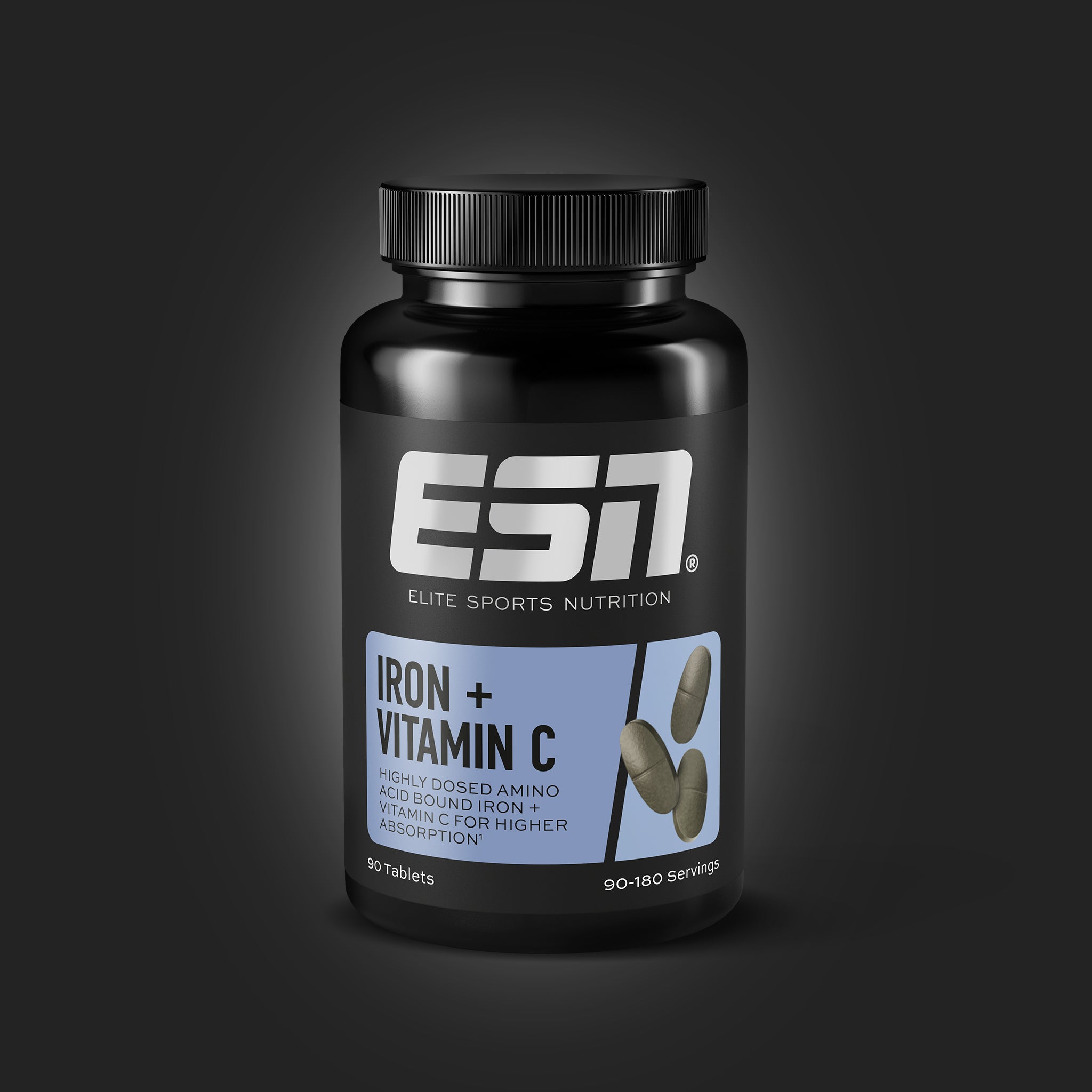 Iron + Vitamin C Tablets | 90 Capsules / 180 Servings – ESN